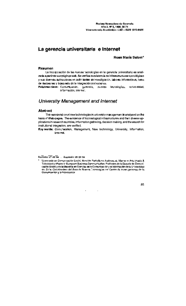 (PDF) La gerencia universitaria e Internet | rosa salom - Academia.edu