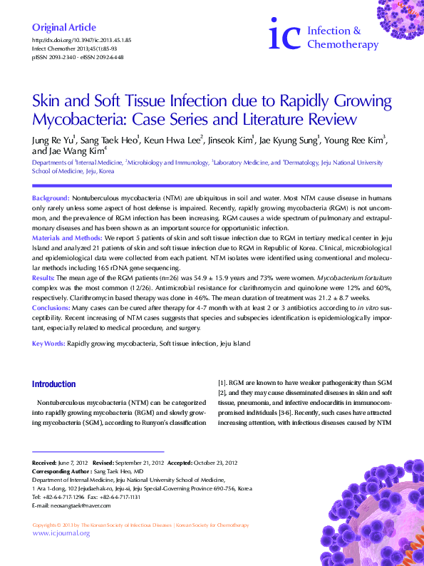 (PDF) Skin and Soft Tissue Infection due to Rapidly Growing ...