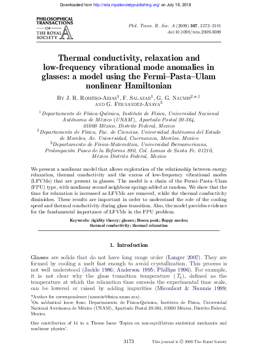 (PDF) Thermal conductivity, relaxation and low-frequency vibrational ...