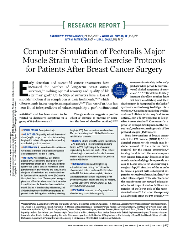 (PDF) Computer Simulation of Pectoralis Major Muscle Strain to Guide ...