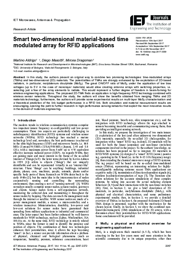 Pdf Smart Two Dimensional Material Based Time Modulated Array For