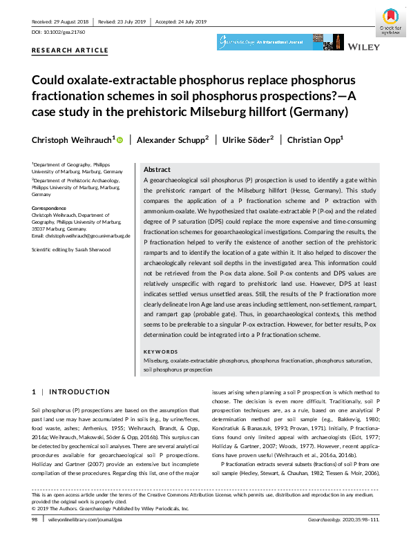(PDF) Could oxalate‐extractable phosphorus replace phosphorus ...