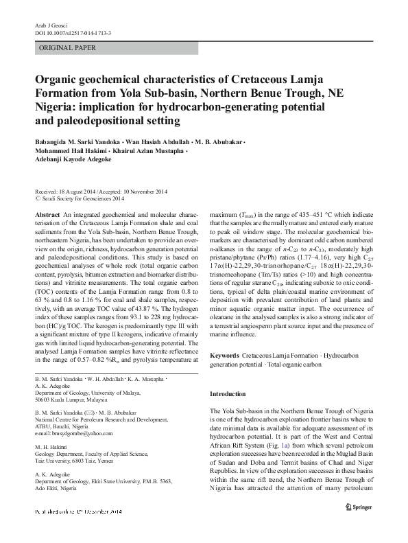 (PDF) Organic geochemical characteristics of Cretaceous Lamja Formation ...