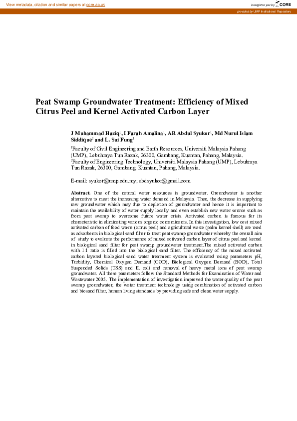 (PDF) Peat swamp groundwater treatment: efficiency of mixed citrus peel ...