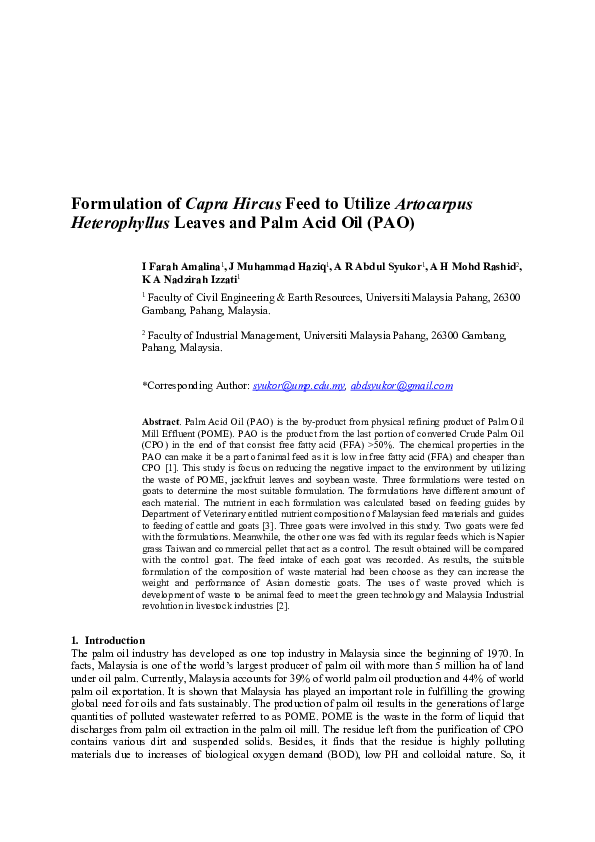 (PDF) Formulation of Capra Hircus Feed to Utilize Artocarpus ...