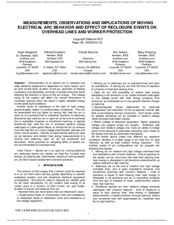 (PDF) Measurements, observations and implications of moving electrical ...