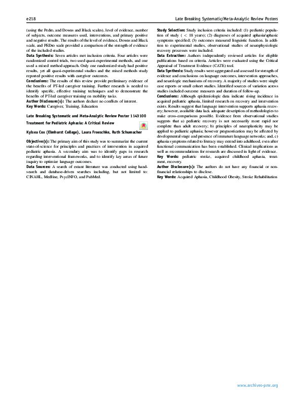 (PDF) Treatment for Pediatric Aphasia: A Critical Review