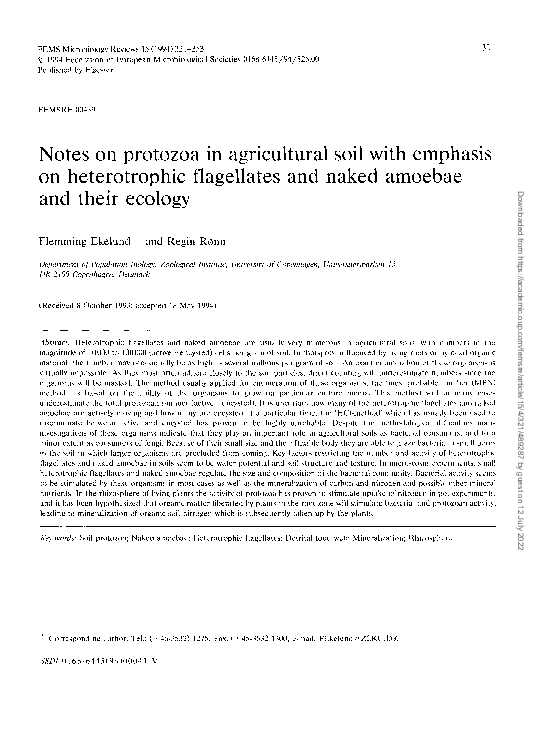 (PDF) Notes on protozoa in agricultural soil with emphasis on ...