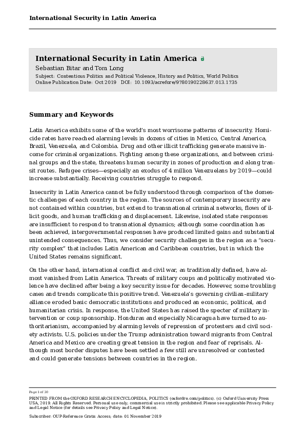 (PDF) International Security in Latin America