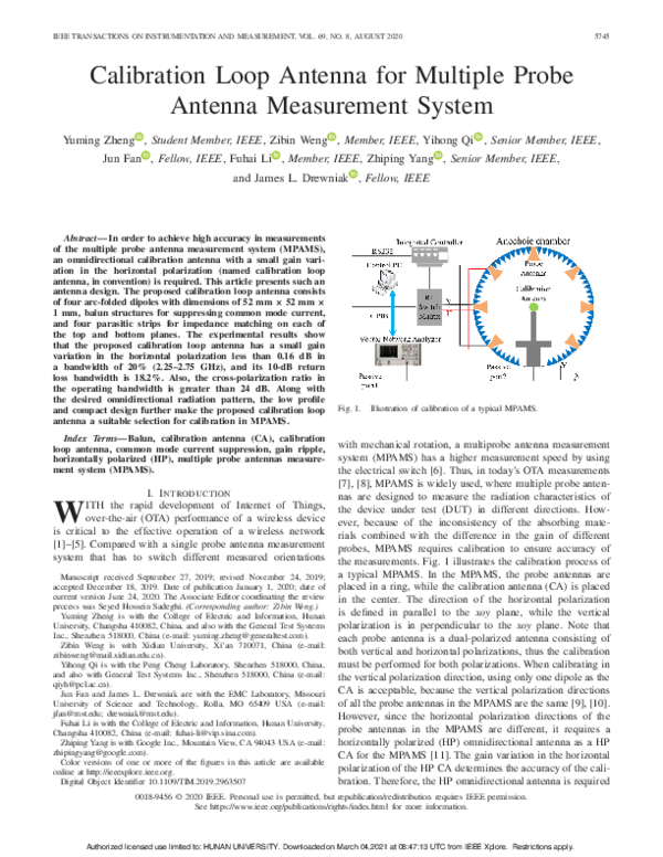 (PDF) Calibration Loop Antenna for Multiple Probe Antenna Measurement ...