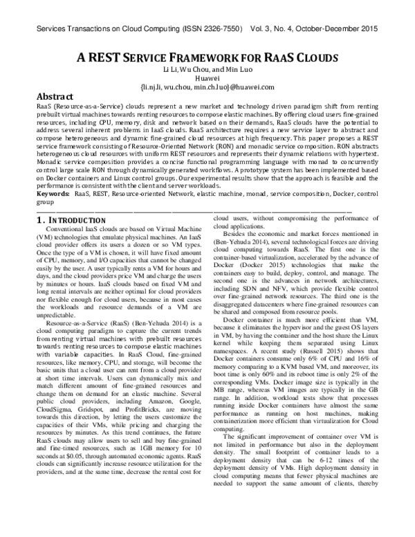 (PDF) A Rest Service Framework for Raas Clouds | Wu Chou - Academia.edu