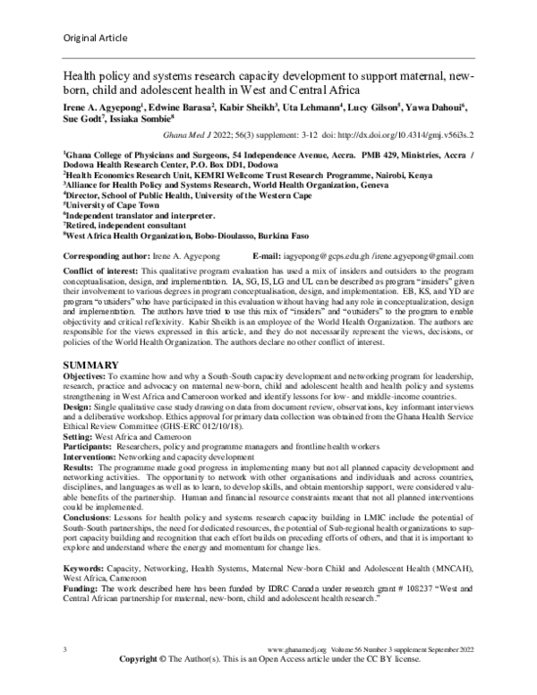 (PDF) Health policy and systems research capacity development to ...