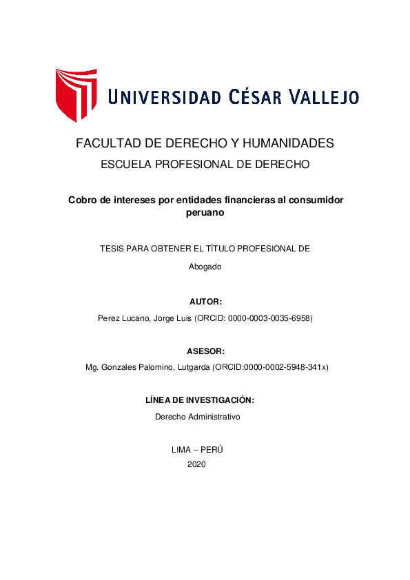(PDF) Cobro de intereses por entidades financieras al consumidor peruano