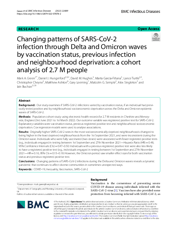 (PDF) Changing patterns of SARS-CoV-2 infection through Delta and ...