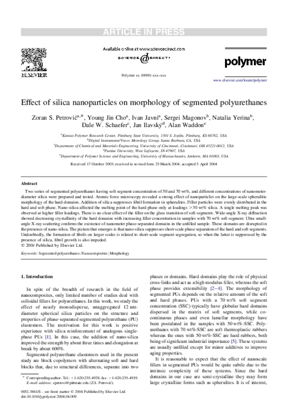 (PDF) Effect of silica nanoparticles on morphology of segmented polyurethanes | Dale Schaefer ...