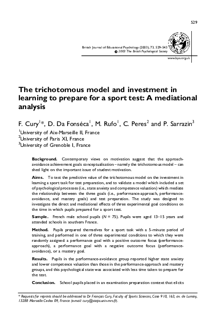 (PDF) The trichotomous model and investment in learning to prepare for ...