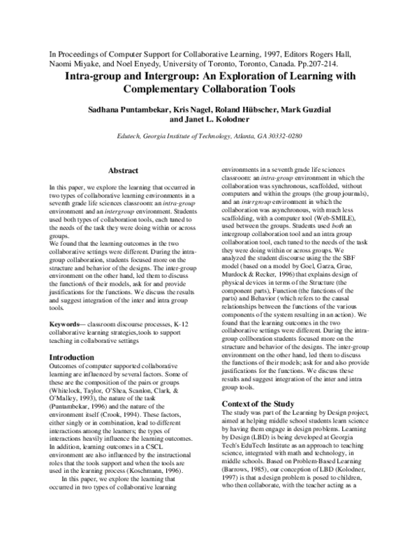 (PDF) Intra-group and intergroup
