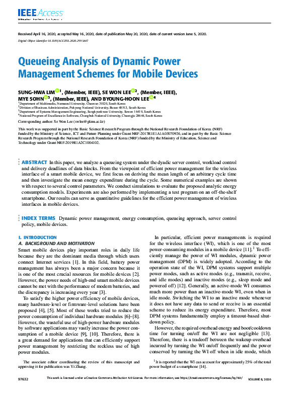 (PDF) Queueing Analysis of Dynamic Power Management Schemes for Mobile Devices | Se Won Lee ...