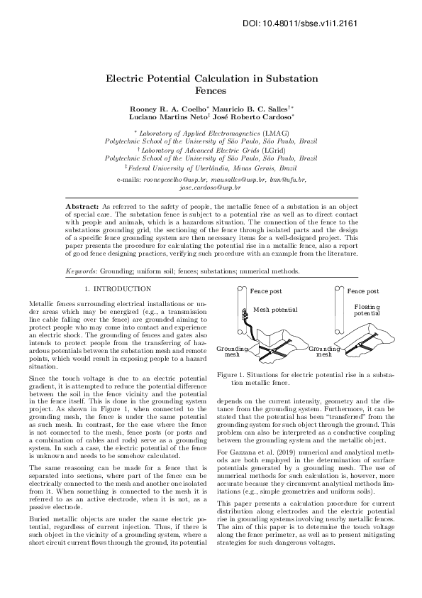 (PDF) Electric Potential Calculation in Substation Fences