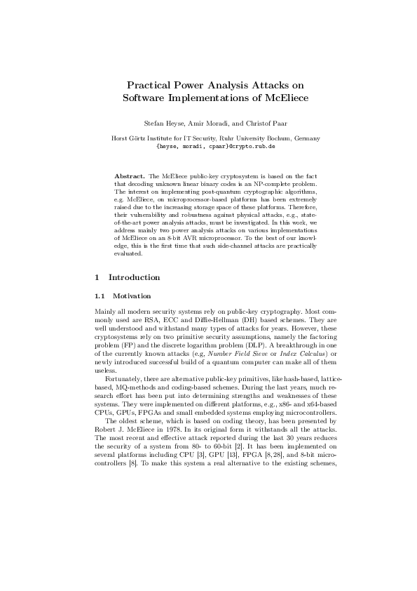 (PDF) Practical Power Analysis Attacks on Software Implementations of ...