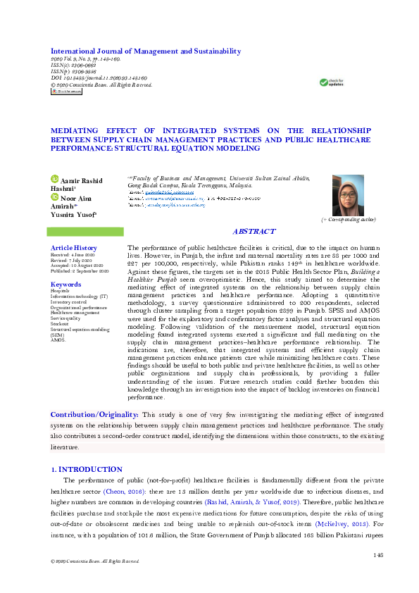 Pdf Mediating Effect Of Integrated Systems On The Relationship Between Supply Chain Management
