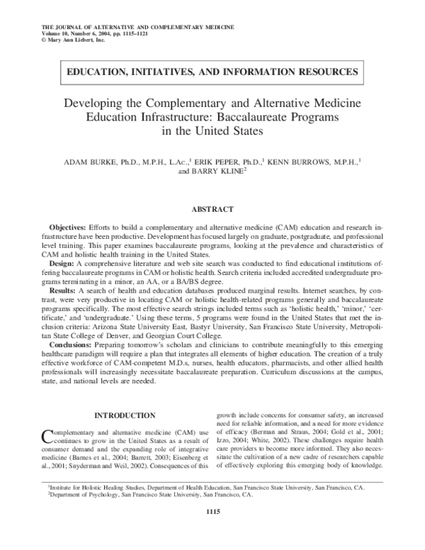 (PDF) Developing the Complementary and Alternative Medicine Education ...