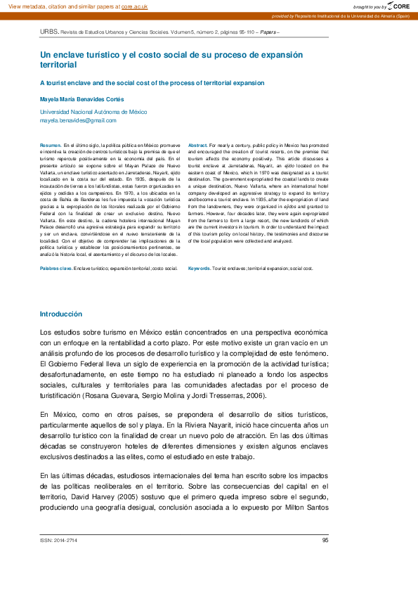 (PDF) A tourist enclave and the social cost of the process of ...