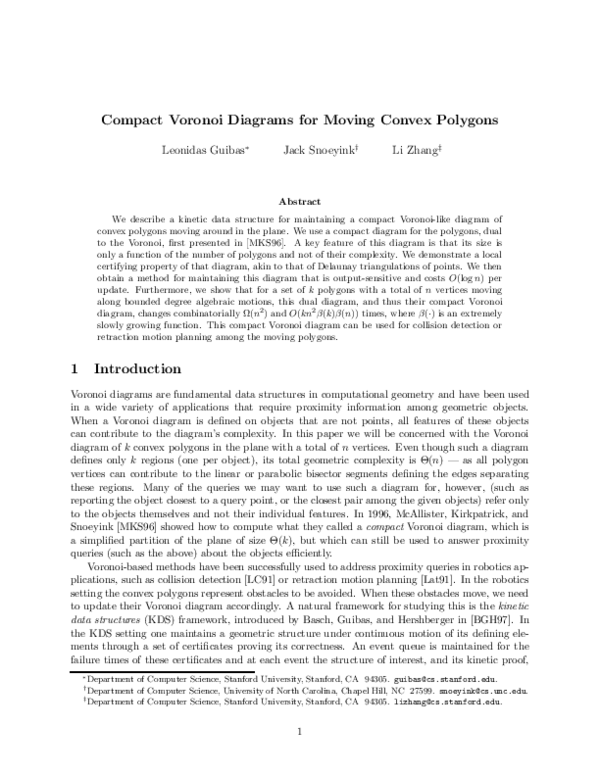 (PDF) Compact Voronoi Diagrams for Moving Convex Polygons