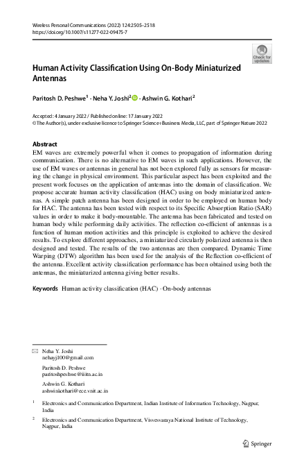 (PDF) Human Activity Classification Using On-Body Miniaturized Antennas