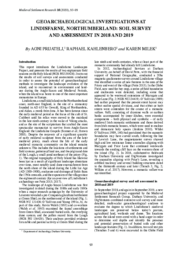 (PDF) Geoarchaeological investigations at Lindisfarne, Northumberland ...