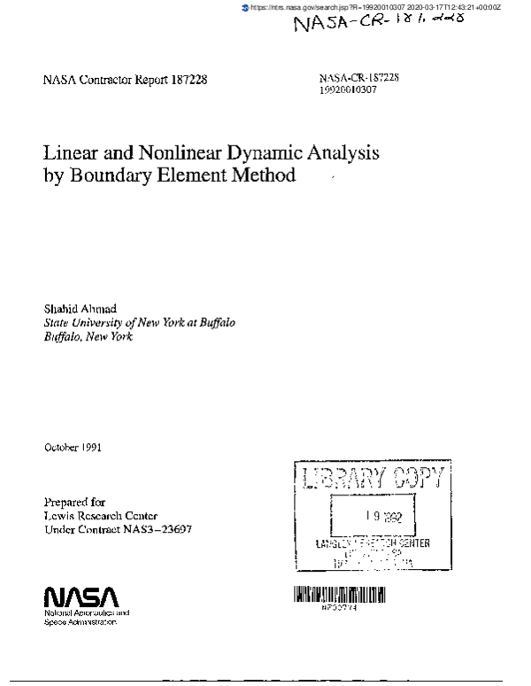 Pdf Linear And Nonlinear Dynamic Analysis By Boundary Element Method