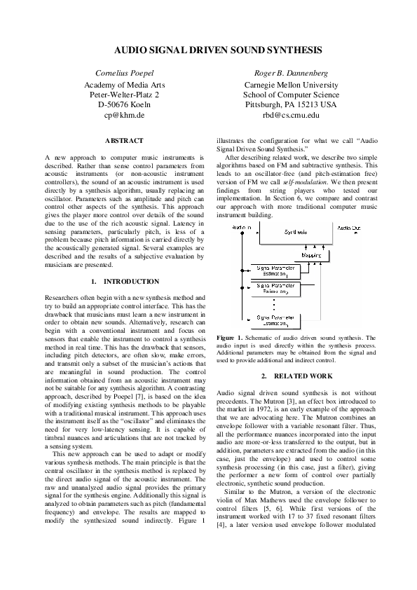 (PDF) Audio signal driven sound synthesis | Cornelius Pöpel - Academia.edu