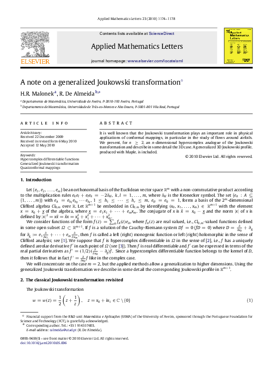 (PDF) A note on a generalized Joukowski transformation