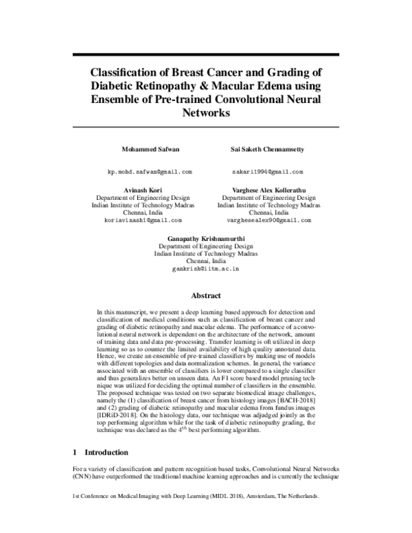 Classification Of Breast Cancer And Grading Of Diabetic Retinopathy