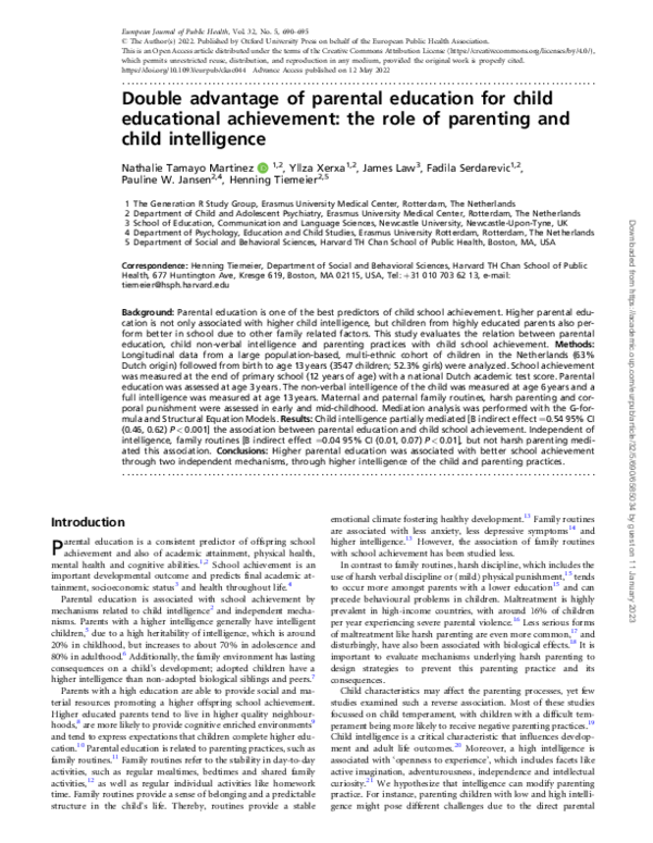 (PDF) Double advantage of parental education for child educational ...