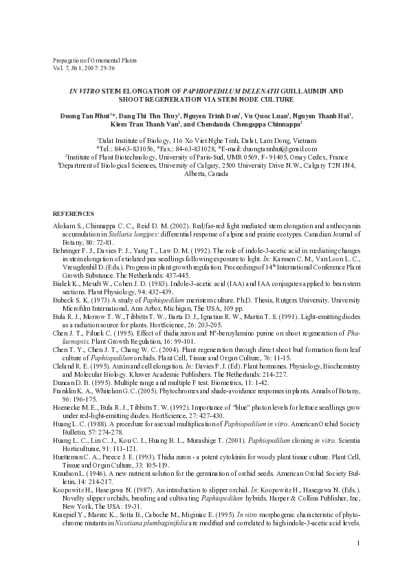 (PDF) In vitro stem elongation of Paphiopedilum delenatii Guillaumin ...