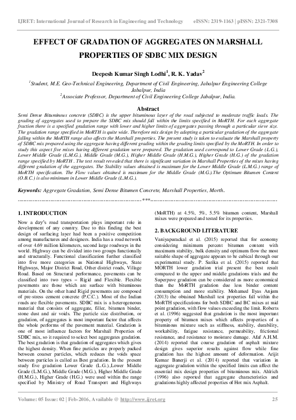 (PDF) Effect of Gradation of Aggregates on Marshall Properties of SDBC ...