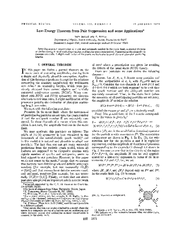 (PDF) Low-Energy Theorem from Pair Suppression and some Applications