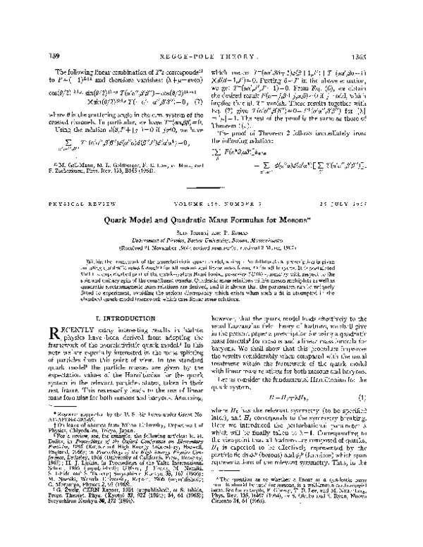 (PDF) Quark Model and Quadratic Mass Formulas for Mesons | Paul Roman ...