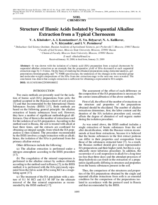 (PDF) Structure of humic acids isolated by sequential alkaline ...
