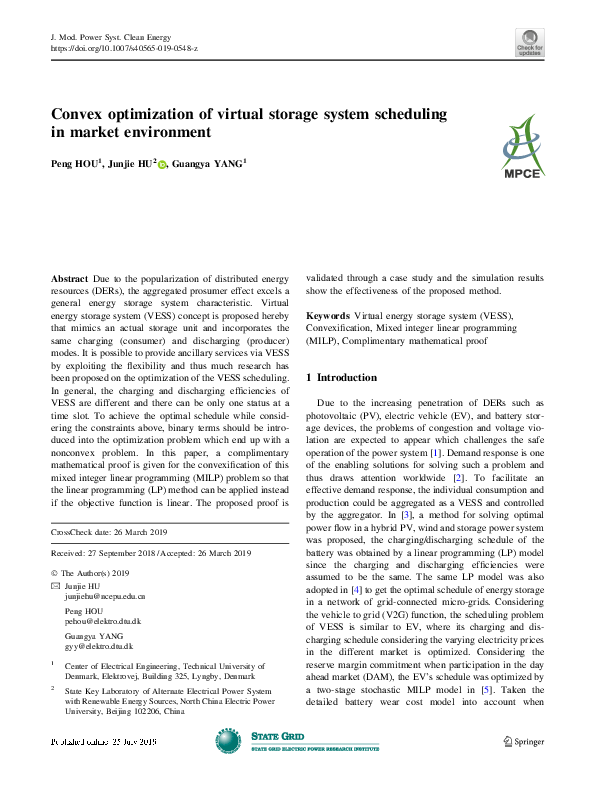 Convex optimization of virtual storage system scheduling in market ...