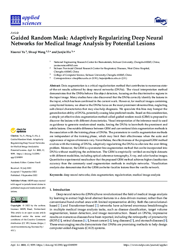 (PDF) Guided Random Mask: Adaptively Regularizing Deep Neural Networks for Medical Image ...