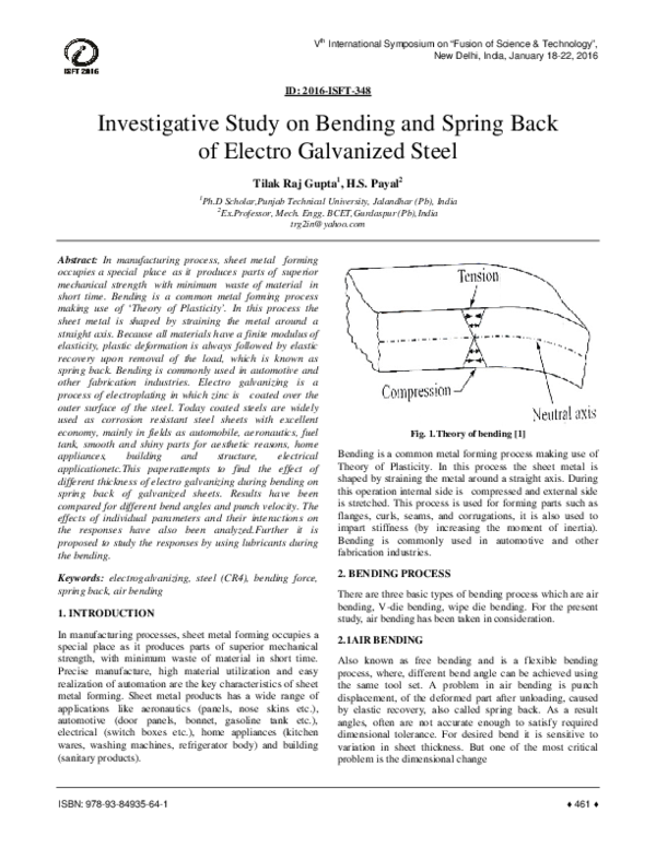 (PDF) Investigative Study on Bending and Spring Back of Electro ...