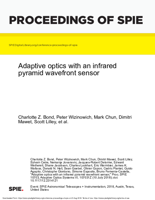 (PDF) Adaptive optics with an infrared Pyramid wavefront sensor | Scott ...