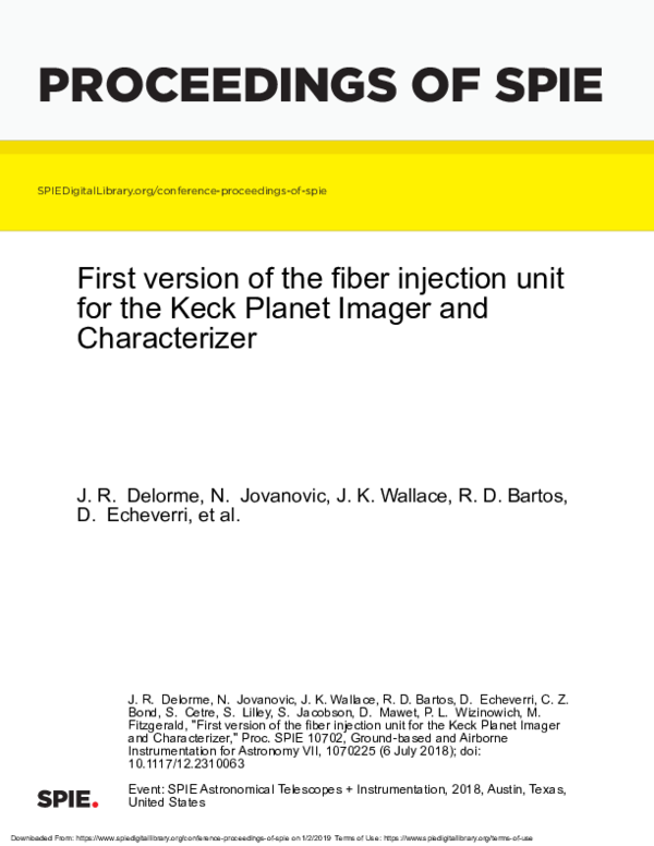 (PDF) First version of the fiber injection unit for the Keck Planet ...