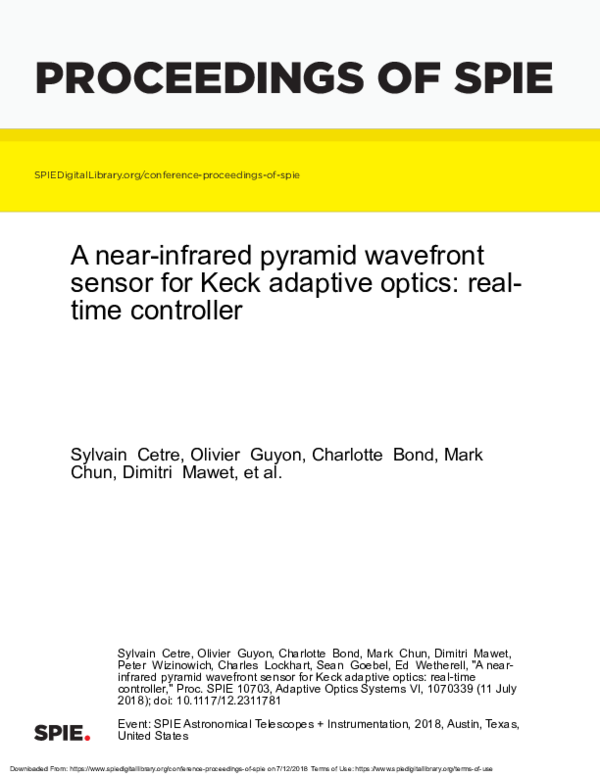 Pdf A Near Infrared Pyramid Wavefront Sensor For Keck Adaptive Optics Real Time Controller