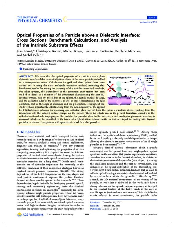 (PDF) Optical Properties of a Particle above a Dielectric Interface ...