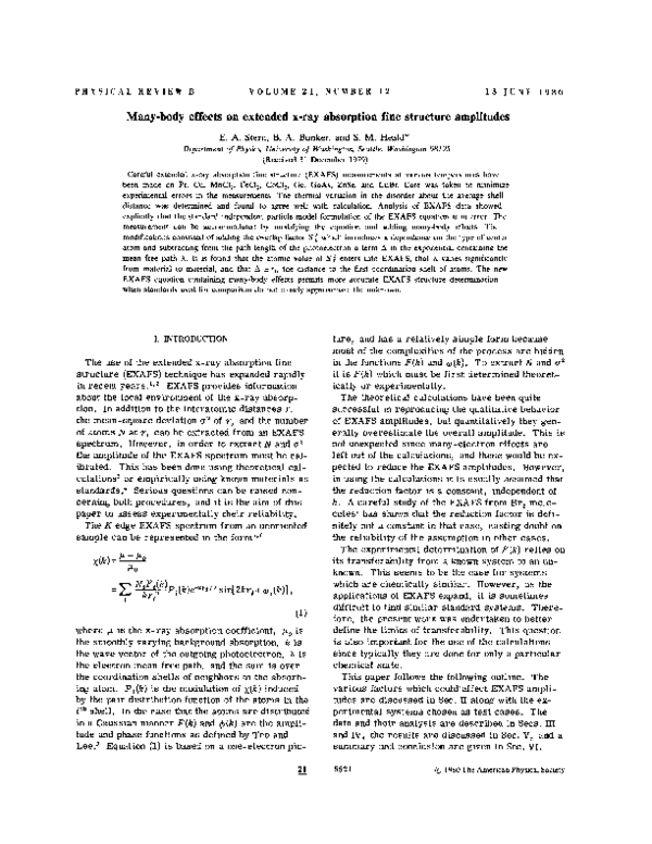 (PDF) Many-body effects on extended x-ray absorption fine structure ...