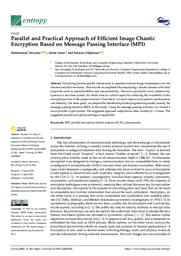 (PDF) Parallel and Practical Approach of Efficient Image Chaotic Encryption Based on Message ...