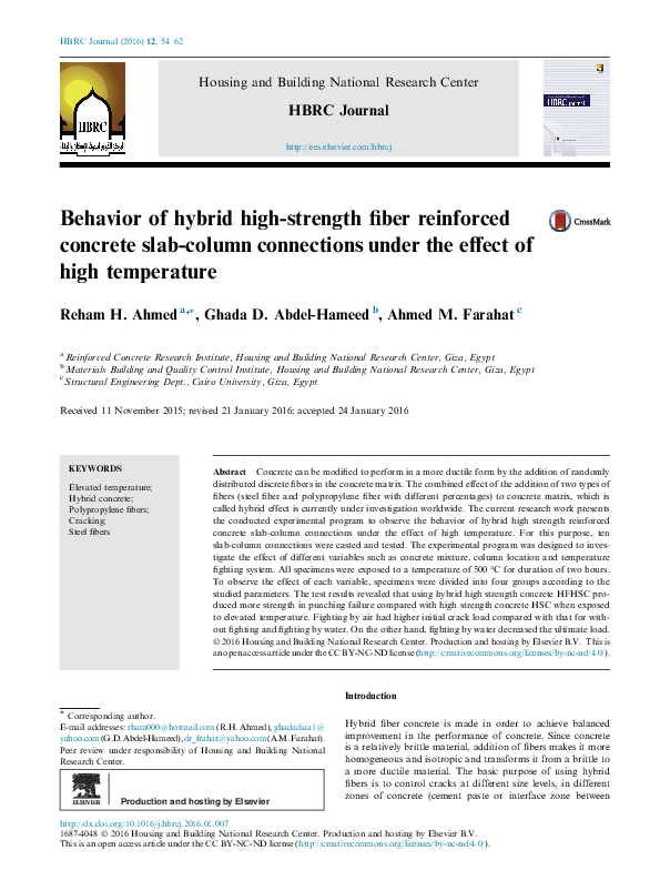 (PDF) Behavior of hybrid high-strength fiber reinforced concrete slab ...